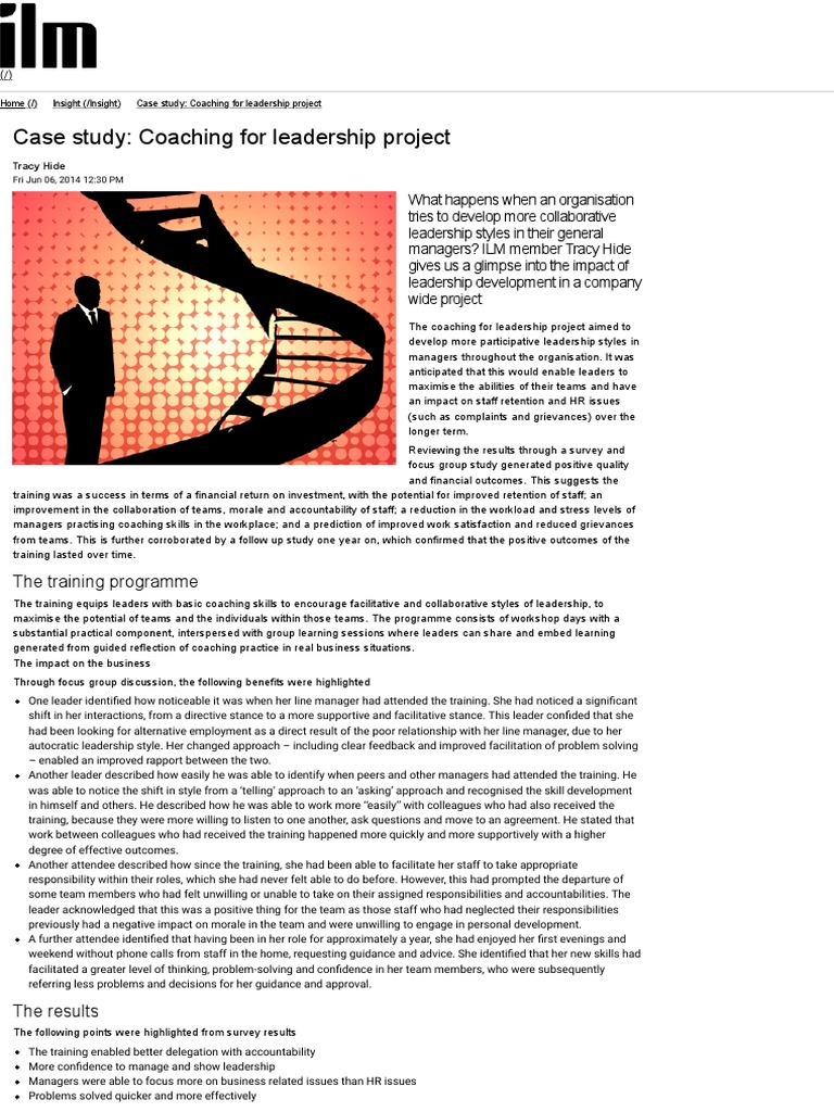 Case Study Coaching For Leadership Project | PDF | Leadership | Return On Investment