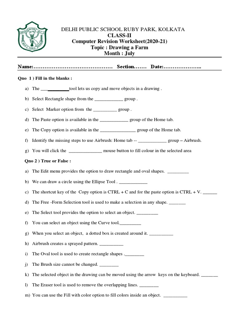 Class 2 Drawing Worksheet: Farm Theme | PDF