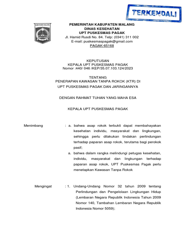 SK KTR Puskesmas Pagak | PDF
