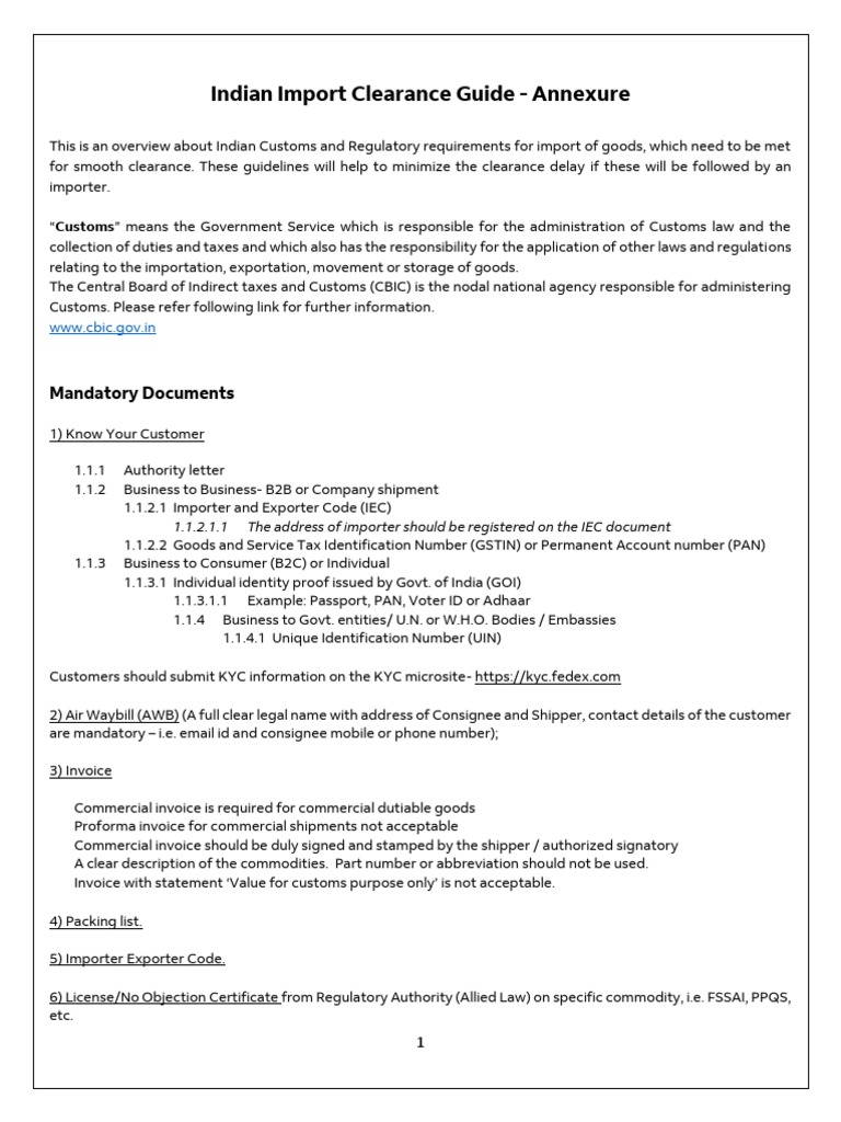 Fedex Import Clearance Guide en in | PDF | Customs | Economies