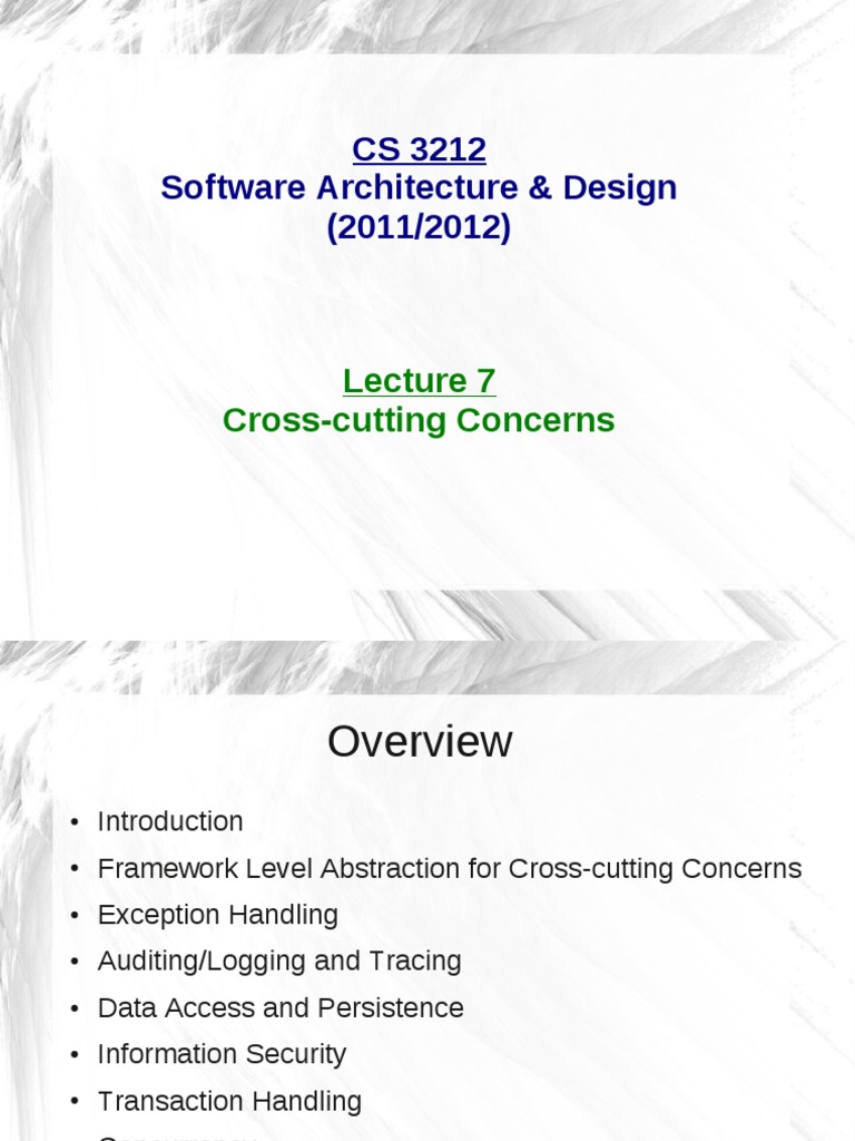Lecture 7 Cross Cutting Concerns Pdf