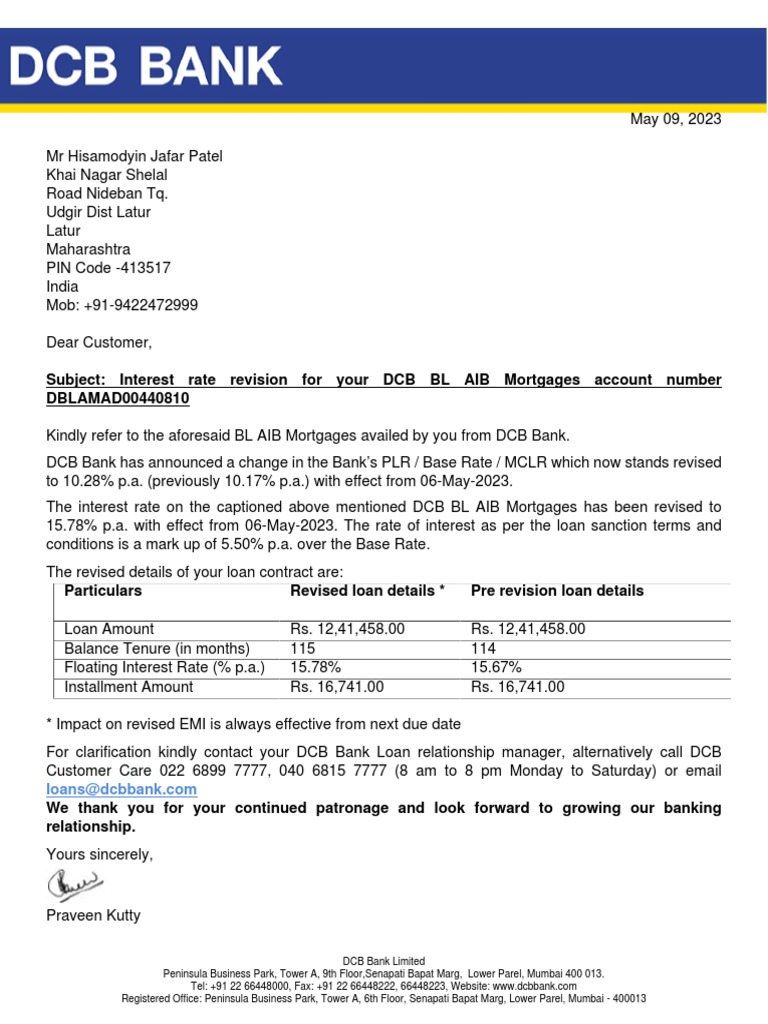 Rescheduling Letter | PDF | Loans | Private Law