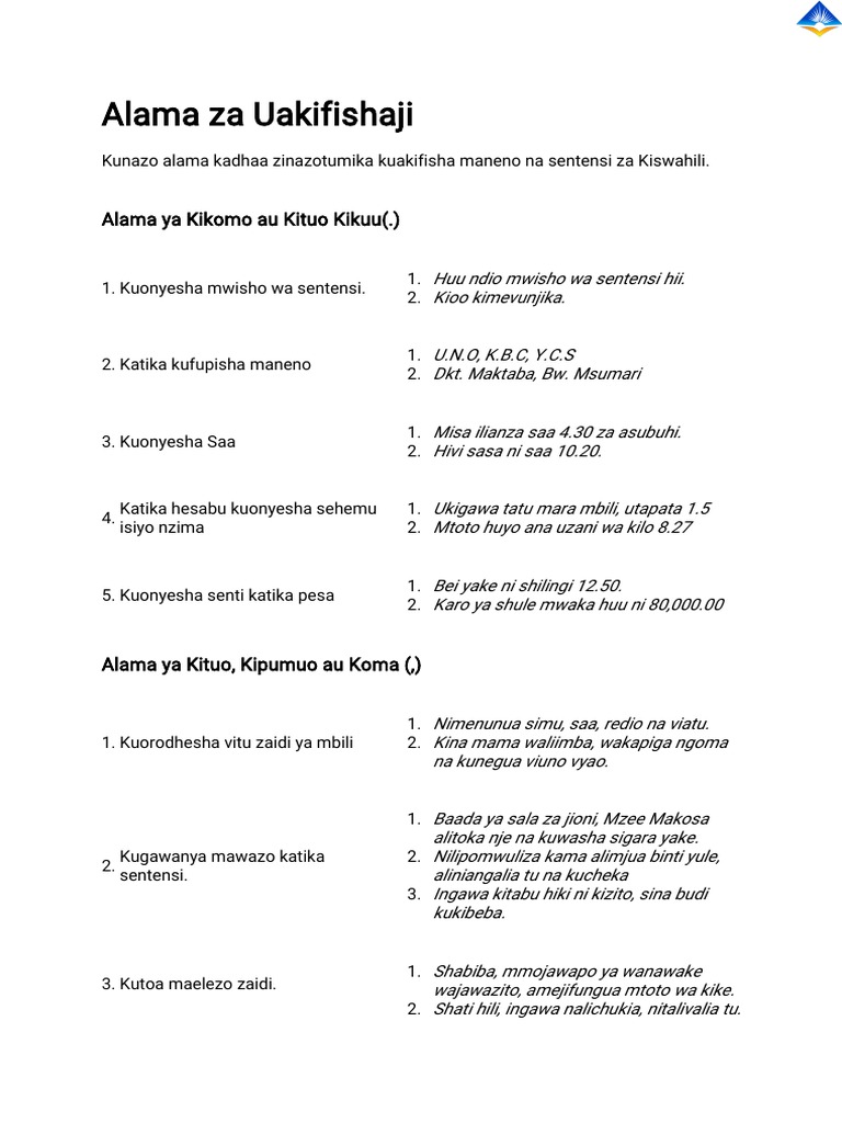 Alama Za Uakifishaji | PDF