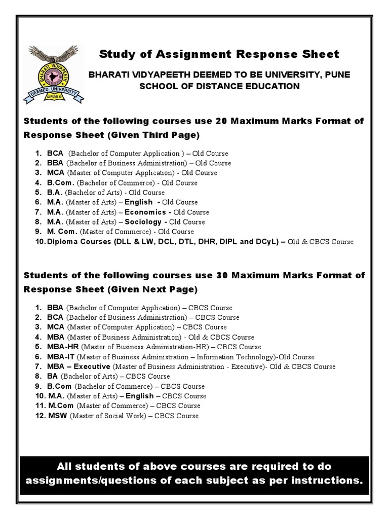 Format of Response Sheet 2020 | PDF