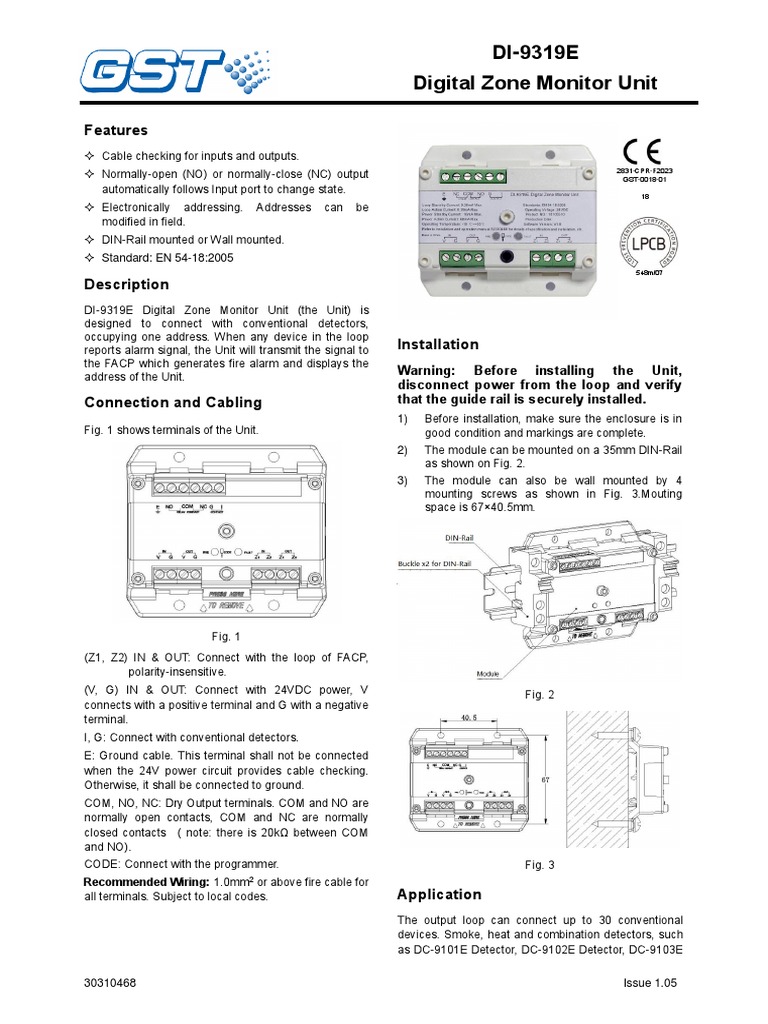 DI-9319E Digital Zone Monitor Unit Installation and Operation ... DI-9319E Digital Zone Monitor Unit Installation and Operation ...