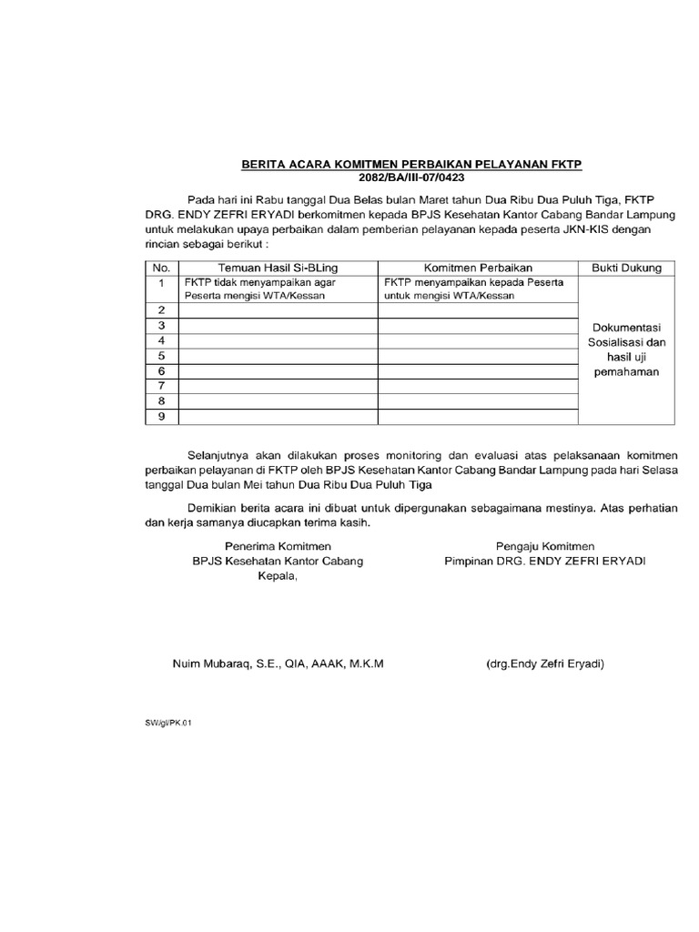 Berita Acara Bpjs | PDF