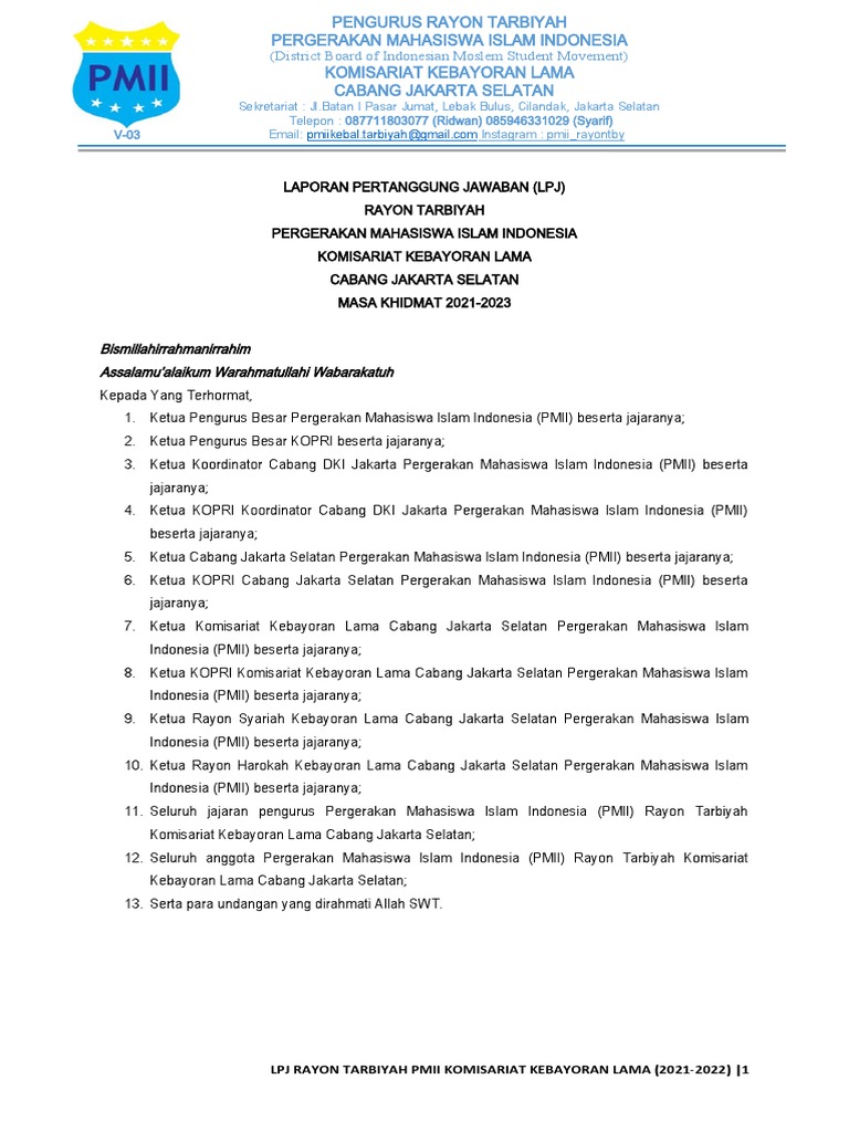 LPJ Rayon Tarbiyah 2021-2022 Fix-1 | PDF