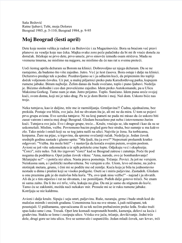 Sasa Bozovic Tebi Moja Dolores | PDF