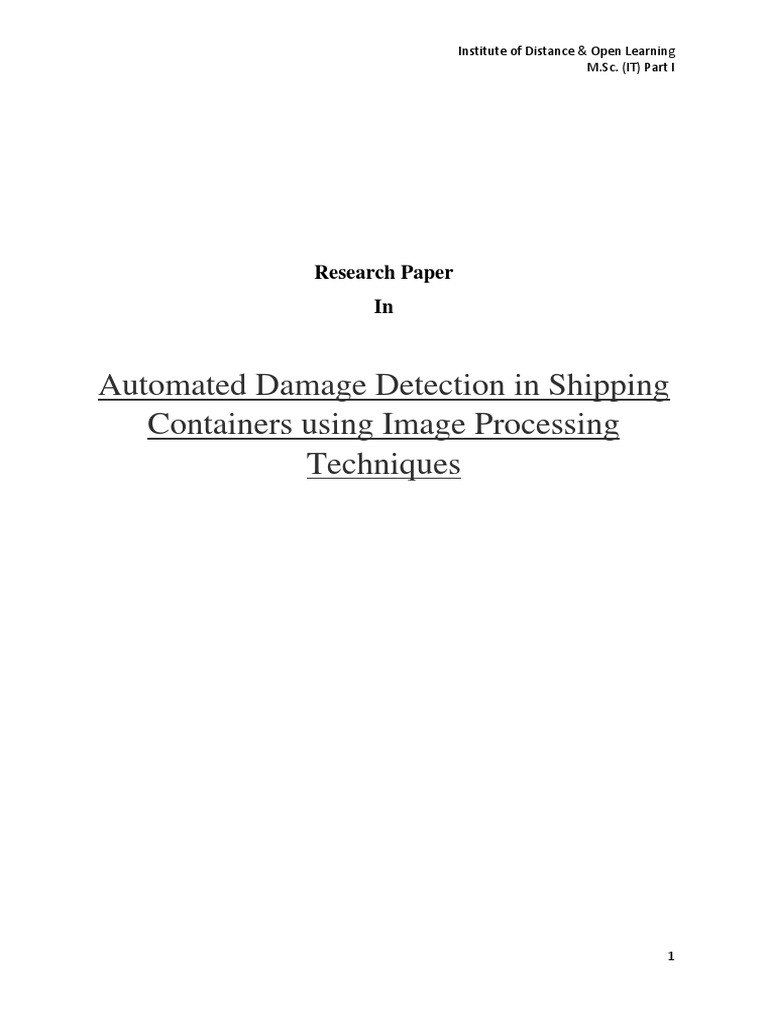 Automated Damage Detection in Shipping Containers Using Image Processing Techniques | PDF ...