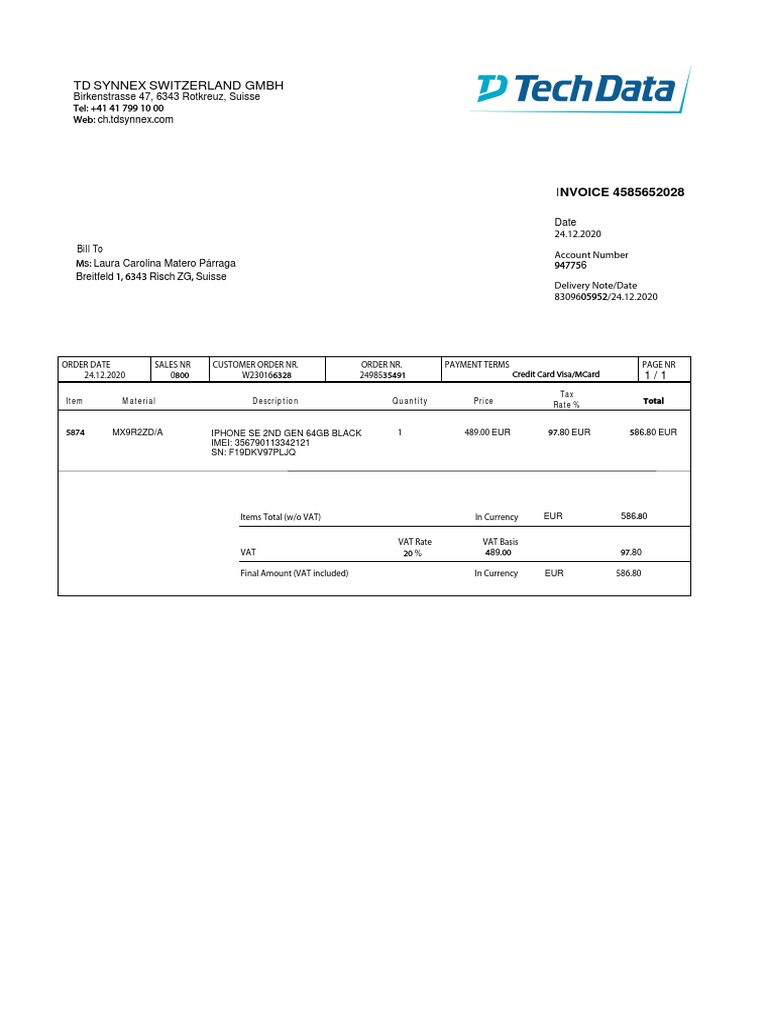 Facture-IPhone Se 2020 | PDF