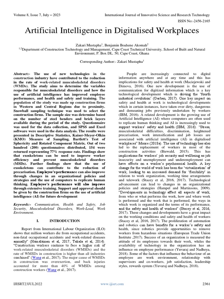 Artificial Intelligence in Digitalised Workplaces | PDF