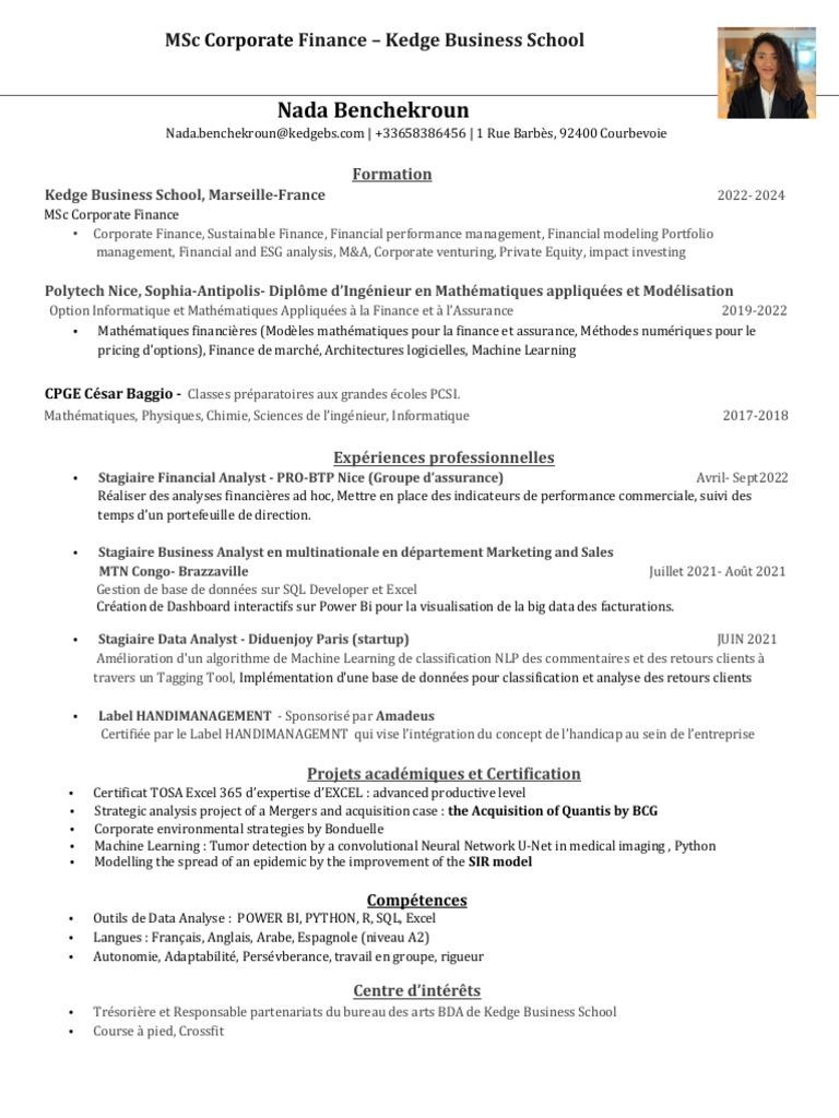 Nada Benchekroun Cv | PDF