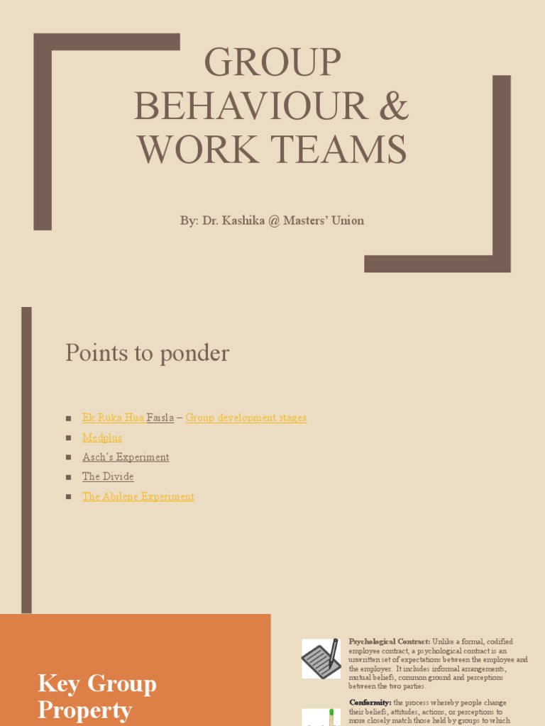 Session 6 - Group Behaviour - Work Teams | PDF