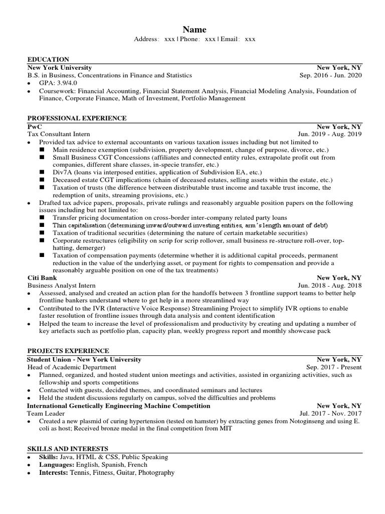Consulting CV Sample | PDF