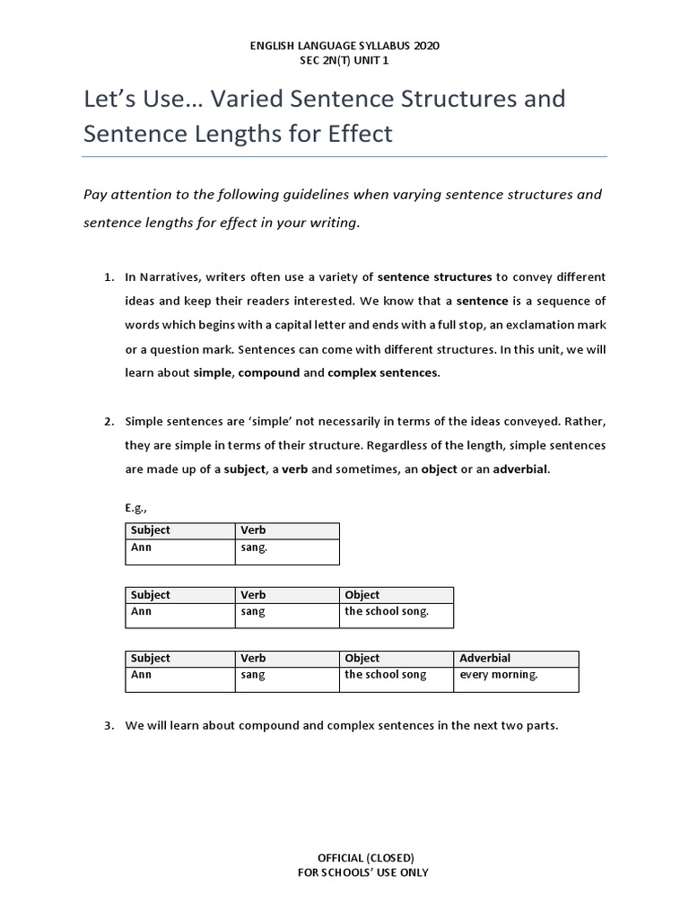 [VaP] 2NTU1 Varied Sentence Structures and Sentence Lengths for Effect ...
