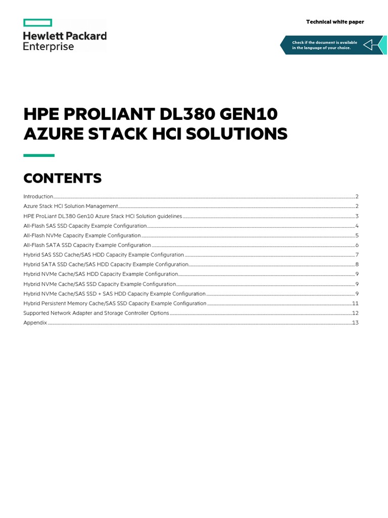 HPE ProLiant DL380 Gen10 HCI Guide | PDF