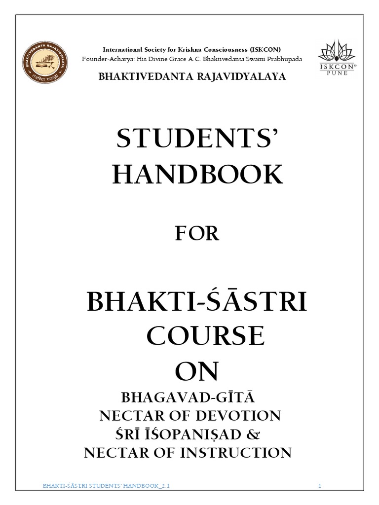BVRV Bhakti Shastri Students' Handbook - v2.1 | PDF