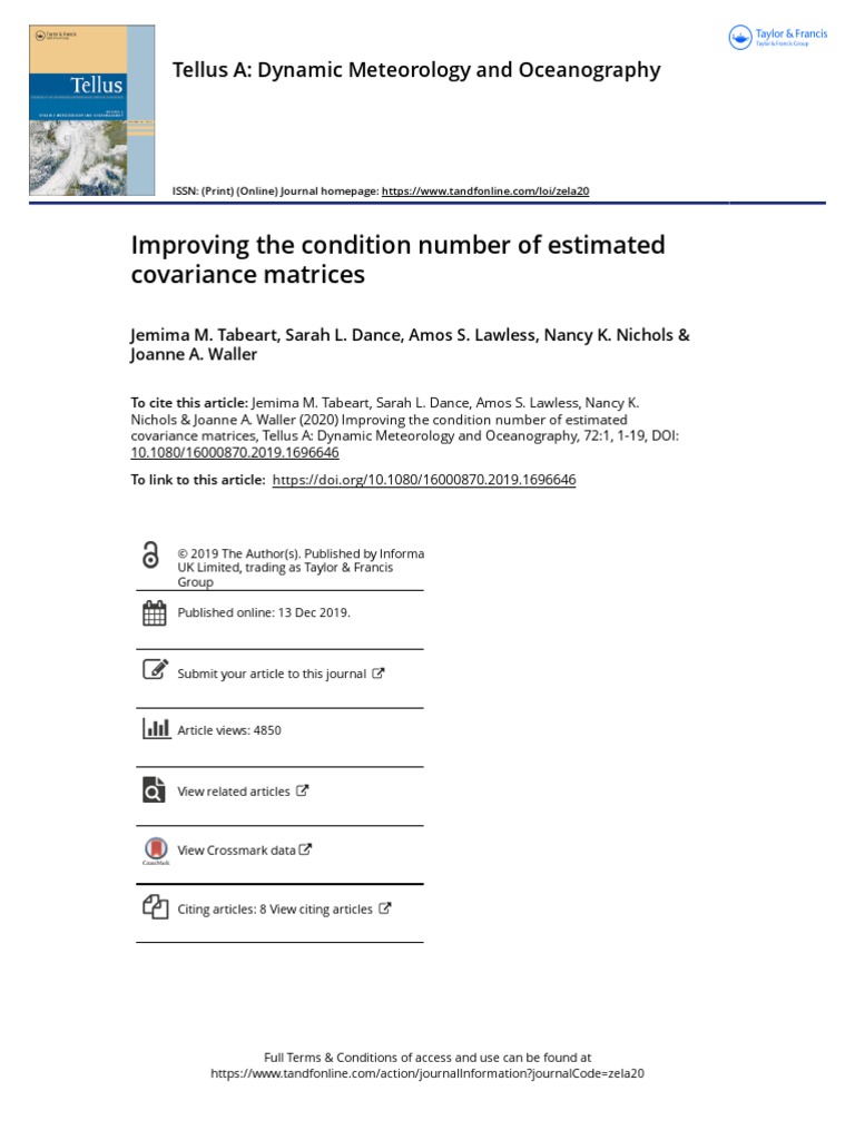 Improving The Condition Number of Estimated Covariance Matrices | PDF | Covariance Matrix ...