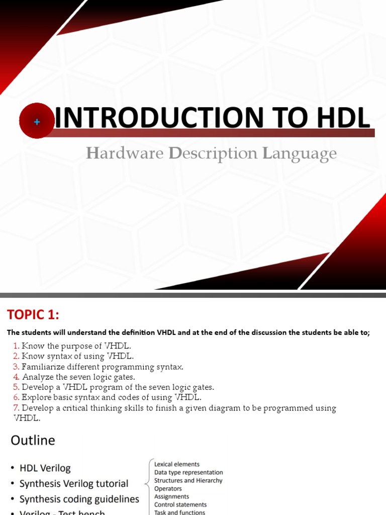 Topic 1 - INTRODUCTION TO HDL | PDF