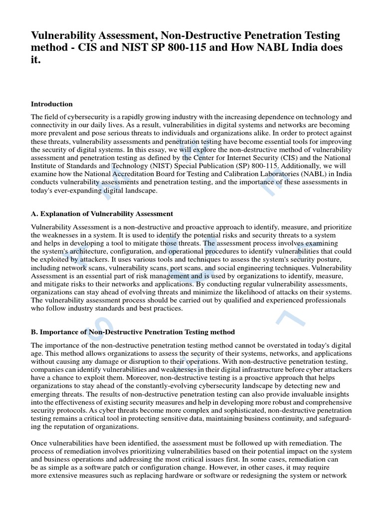 Vulnerability Assessment, Non-Destructive Penetration Testing Method ...