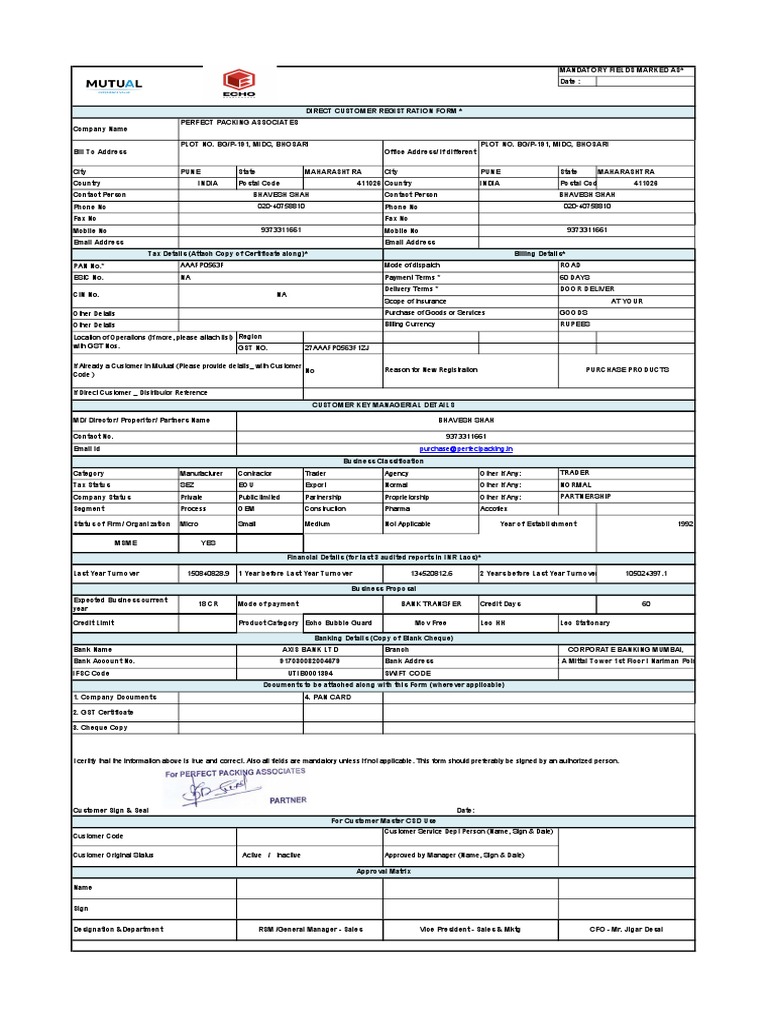 Direct Customer Form | Download Free PDF | Banks | Service Industries