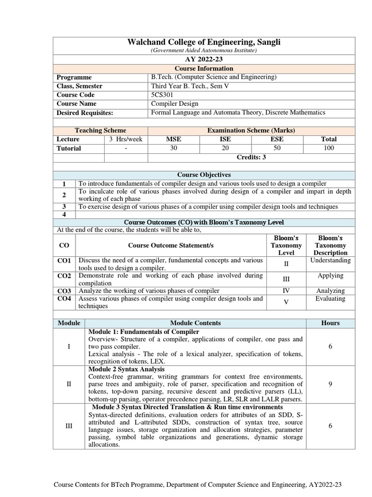 TY BTech CSE Syllabus 2022-23 | PDF TY BTech CSE Syllabus 2022-23 | PDF