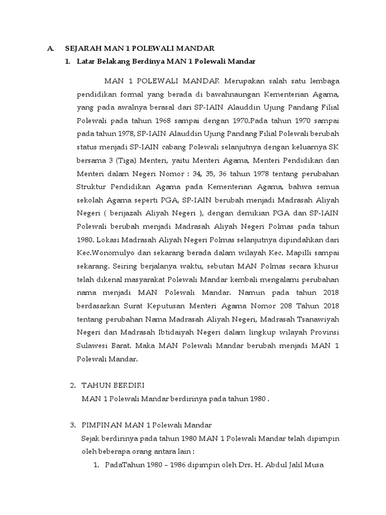 Sejarah Berdirinya Man Polman | PDF