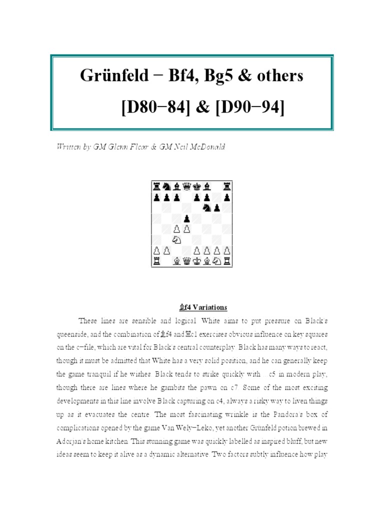 Glenn Flear & Neil McDonald - Gruenfeld - Bf4, Bg5 & Others (D80-84 ...