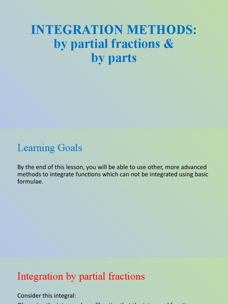 Advanced Integration Techniques | PDF | Integral | Equations