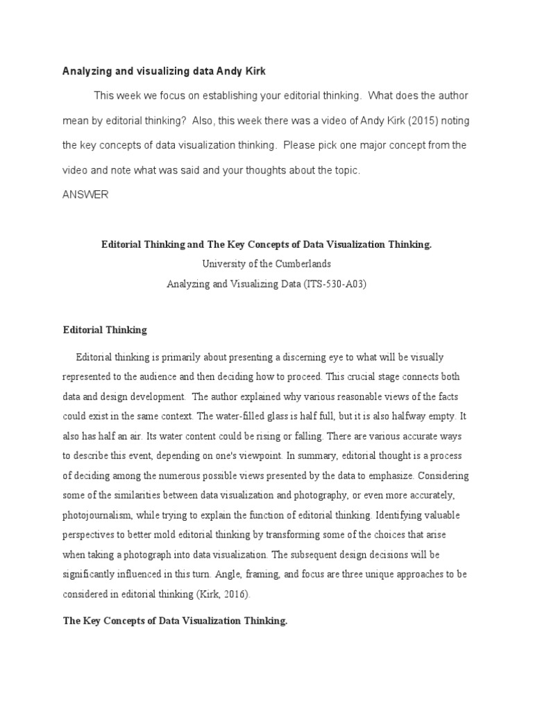 Week 4 Analyzing and Visualizing Data Andy Kirk | PDF | Thought | Data