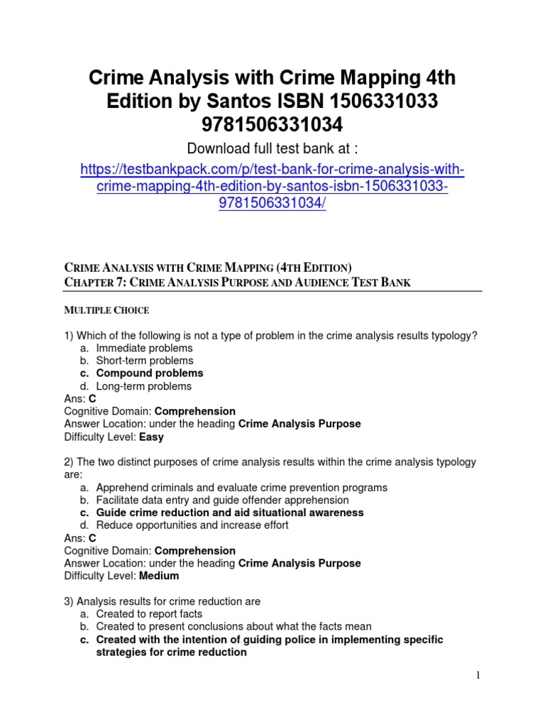 Crime Analysis With Crime Mapping 4th Edition Santos Test Bank Download ...