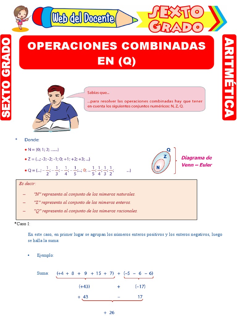 Operaciones Combinadas de Números Racionales Para Sexto Grado de ...