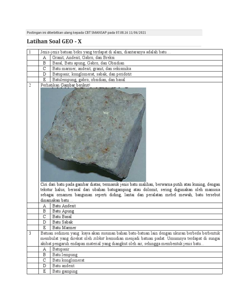 LATIHAN Soal PAS GEO 2022 - X | PDF