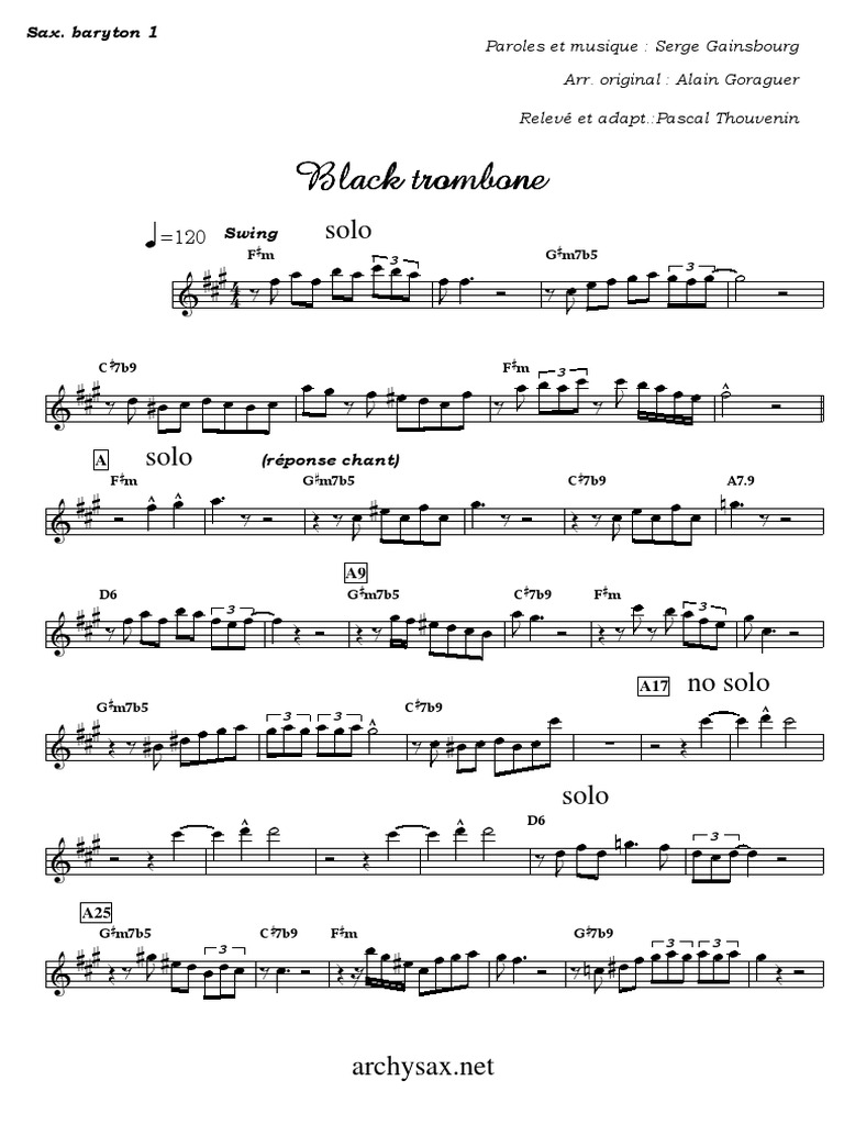 Black Trombone Sax. Baryton 1 (Solo) | PDF