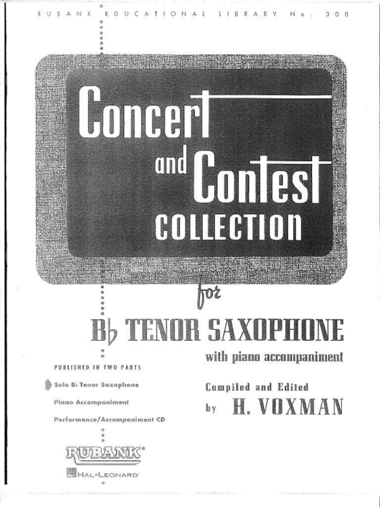 Tenor Saxophone Concert Contest Repertoire Book - Rubank | PDF
