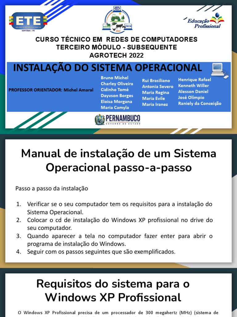 Projeto Redes Terceiro Modulo | PDF | Microsoft Windows | Windows XP