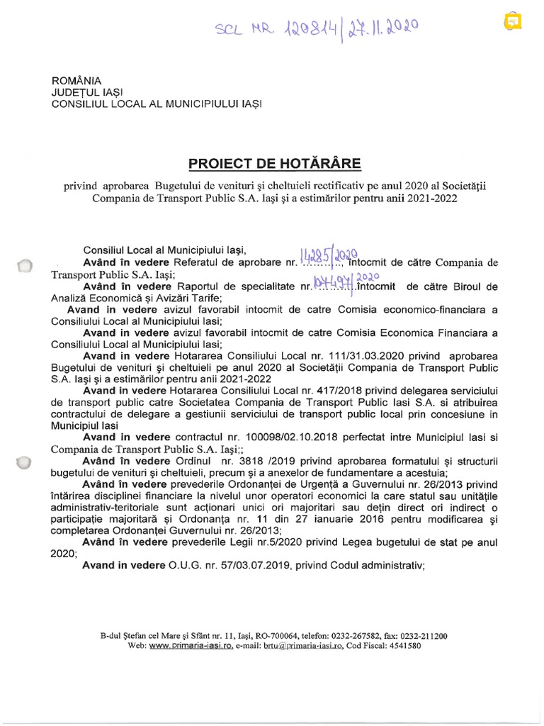 Proiect Nr. 5. Rectificare Buget CTP PDF | PDF