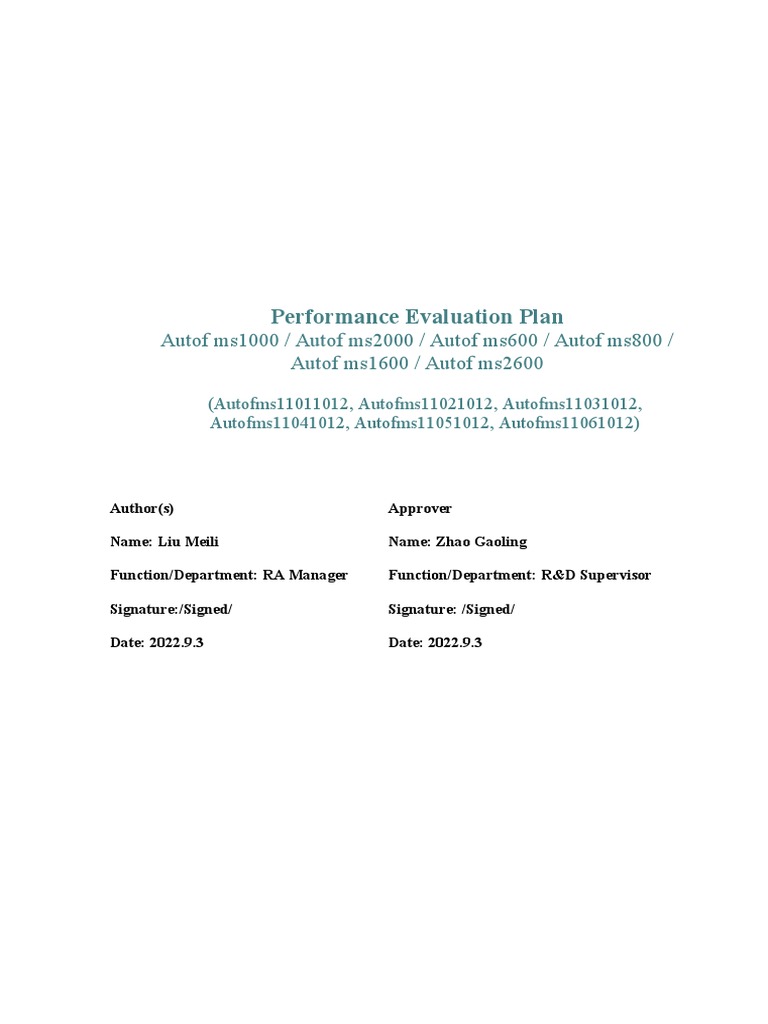 12 Performance Evaluation Plan | PDF