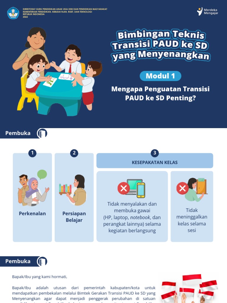 Bimtek Luring - Paparan - Modul 1. Mengapa Penguatan Transisi PAUD-SD Penting | PDF