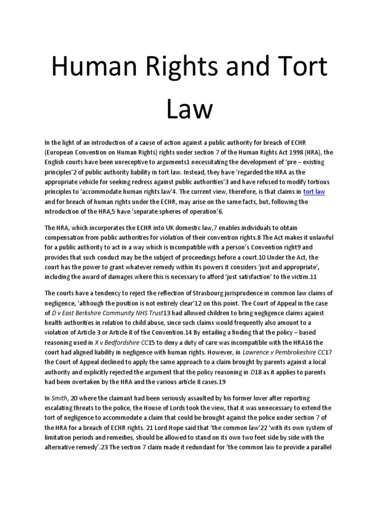 Human Rights and Tort Law | PDF | Tort | Negligence