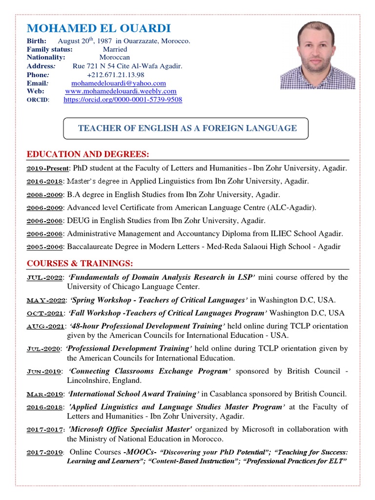 Resume - Mohamed Elouardi CV - August 2023 - English | PDF