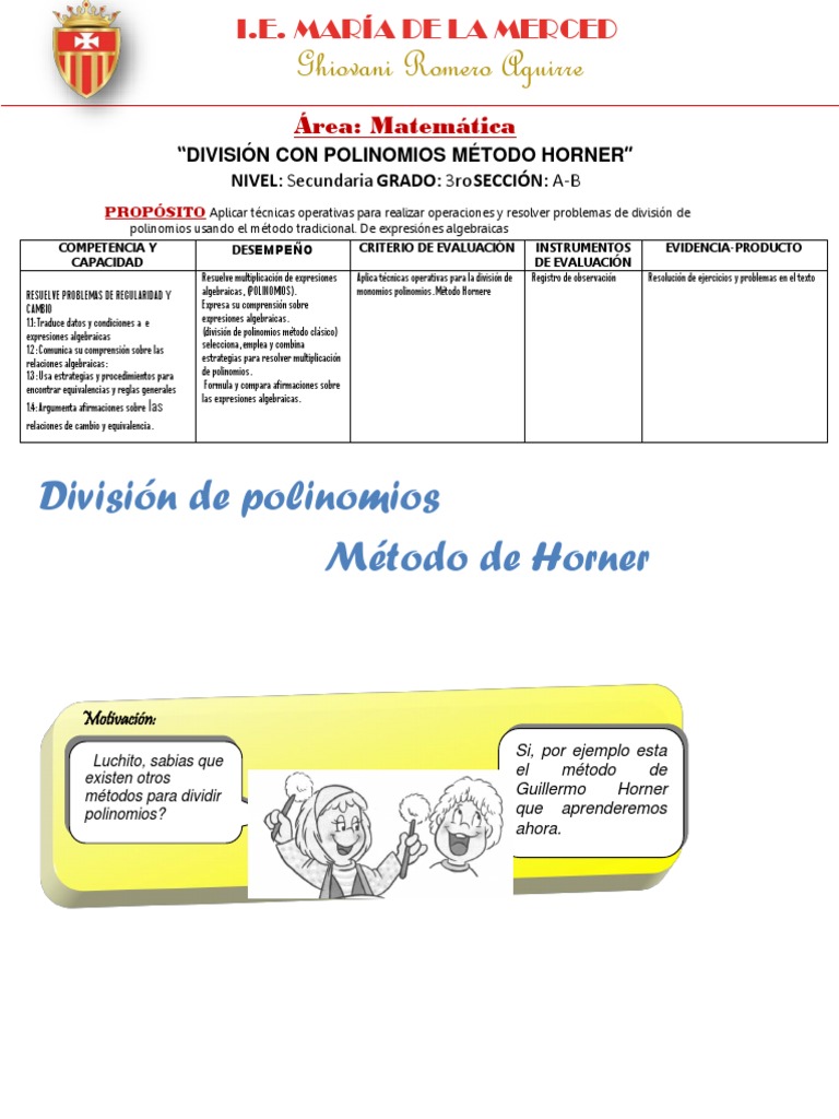 Polinomios-Division Metodo Horner | PDF