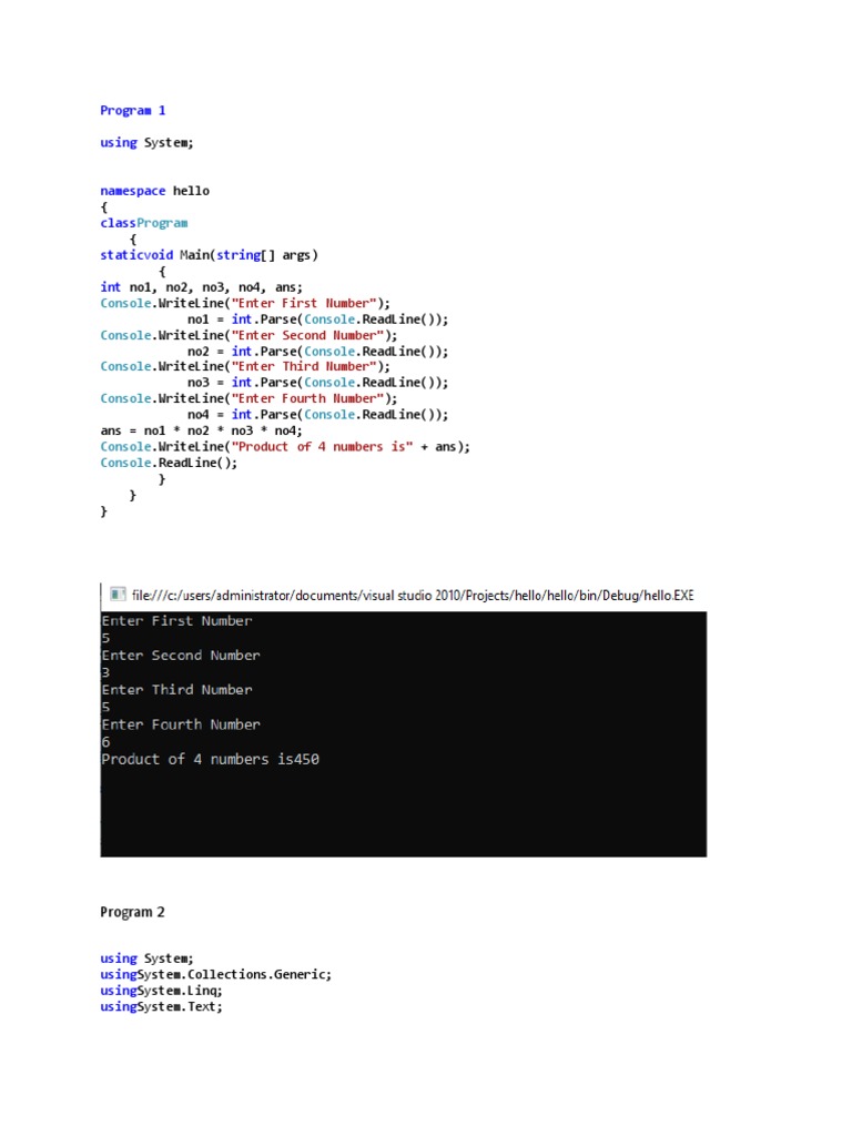 Program Program 1 Using Namespace Class Staticvoid String Int Int Int Int Int Pdf 5742