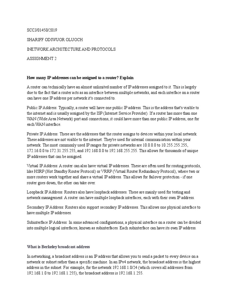 How Many Ip Addresses Can Be Assigned To A Router Pdf Ip Address Router Computing