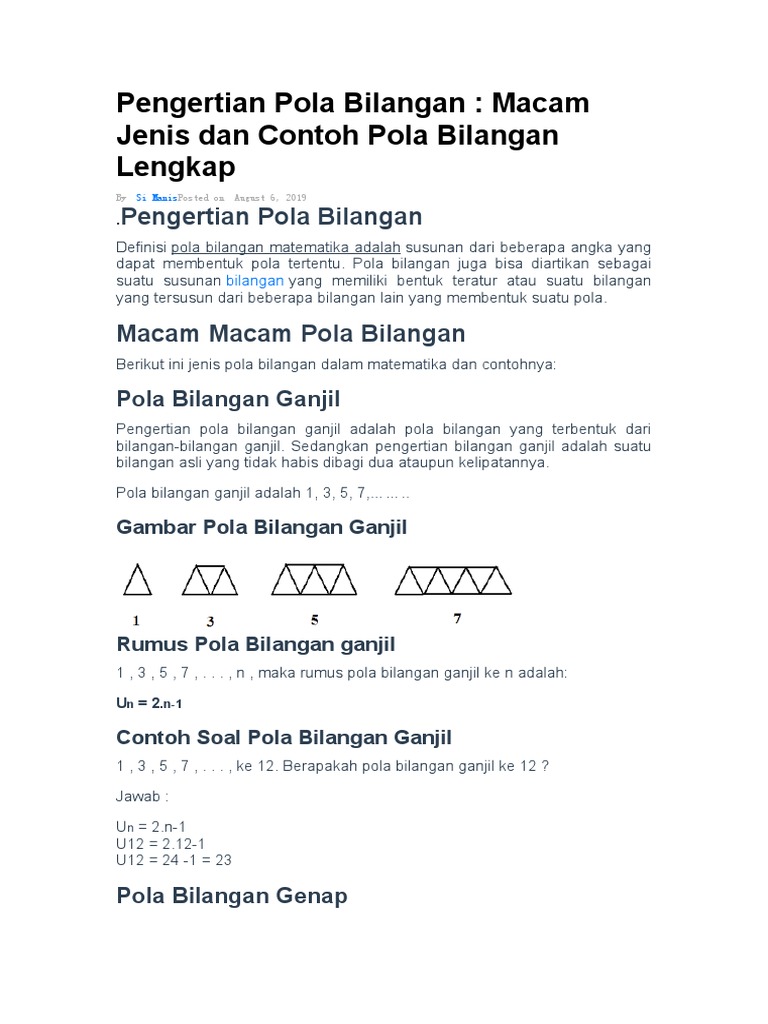 Macam dan Rumus Pola Bilangan | PDF | Metode & Bahan Ajar