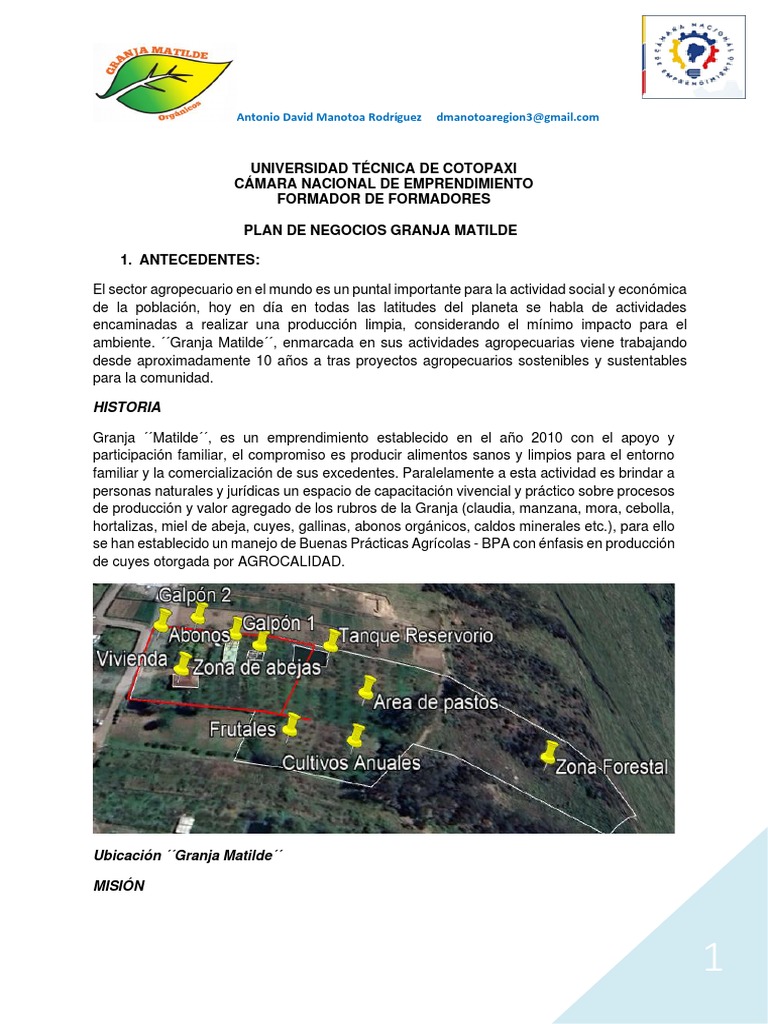 1 Plan de Negocios Granja Matilde CFF | PDF