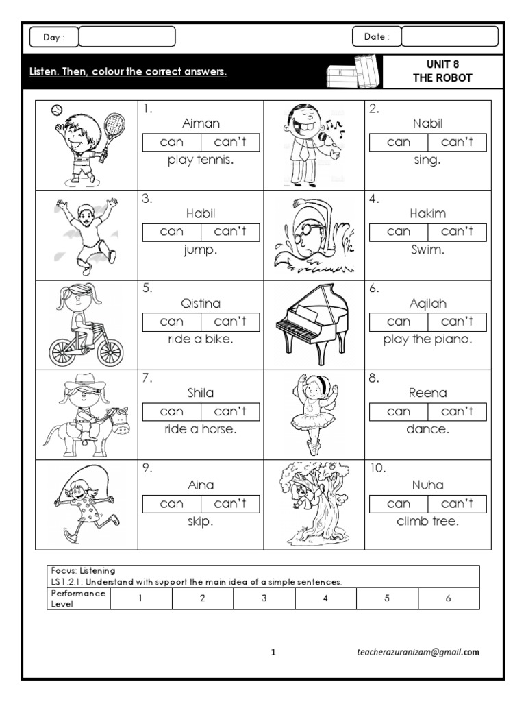 Year 2 English Worksheet: The Robot | PDF