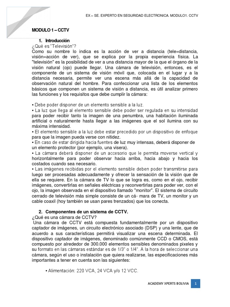 Libro de Ex-Se Mod1 | PDF | Cámara | Circuito cerrado de televisión