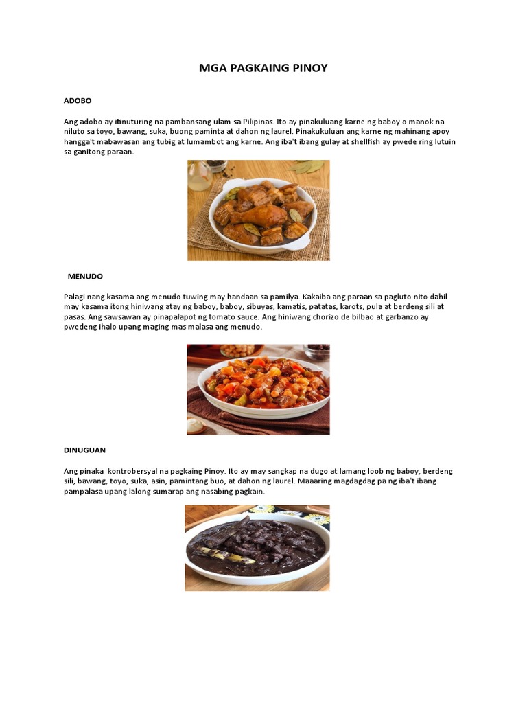 Mga Pagkaing Pinoy | PDF