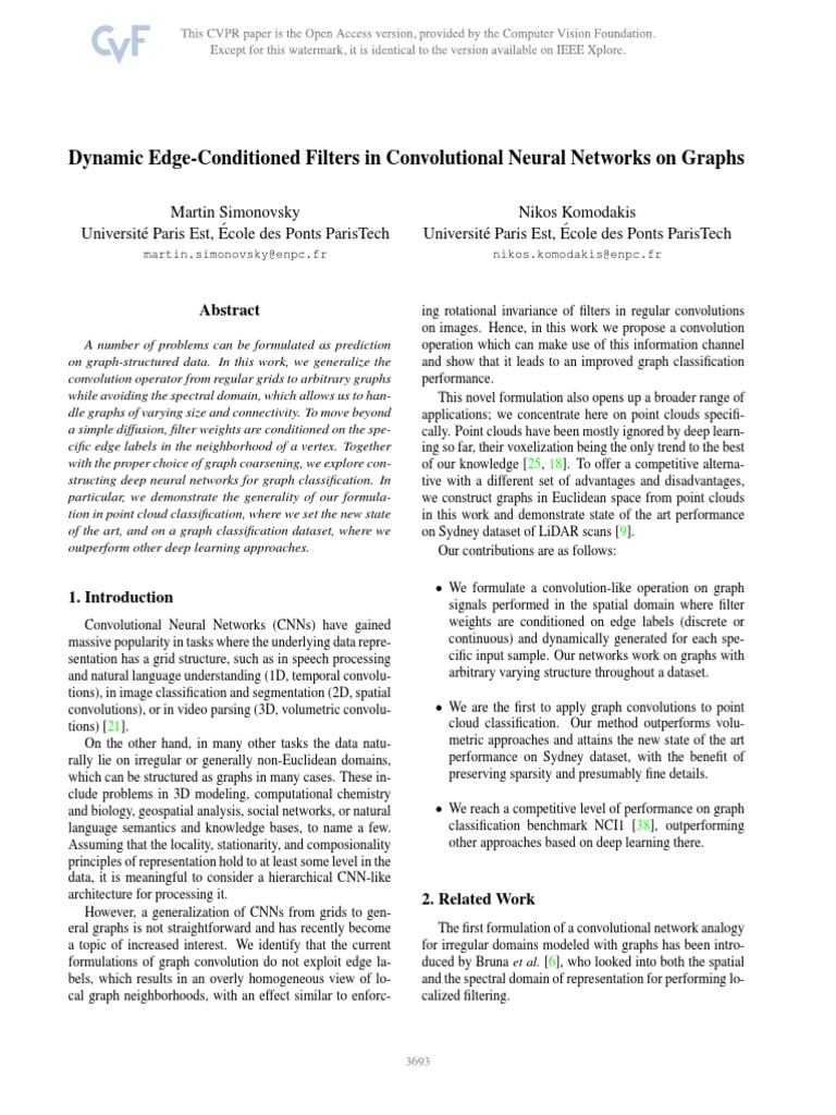 Simonovsky Dynamic Edge-Conditioned Filters CVPR 2017 Paper | PDF | Vertex (Graph Theory) | Deep ...